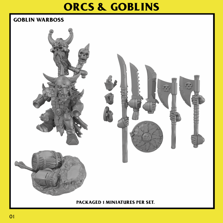 3D Printable ORCS & GOBLINS: Goblin Warboss by Monstrous Encounters